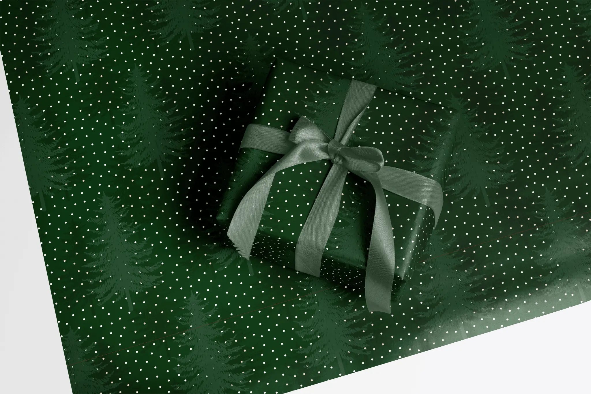 Evergreen Dust Wrapping Paper | Dark Green Christmas Tree Minimal Wrap ...